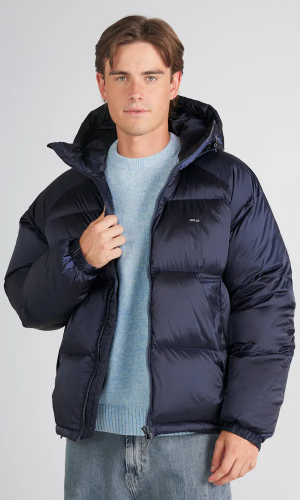JUNKYARD Tetsuo Down Shiny Puffer Jacket Navy | Men | Junkyard
